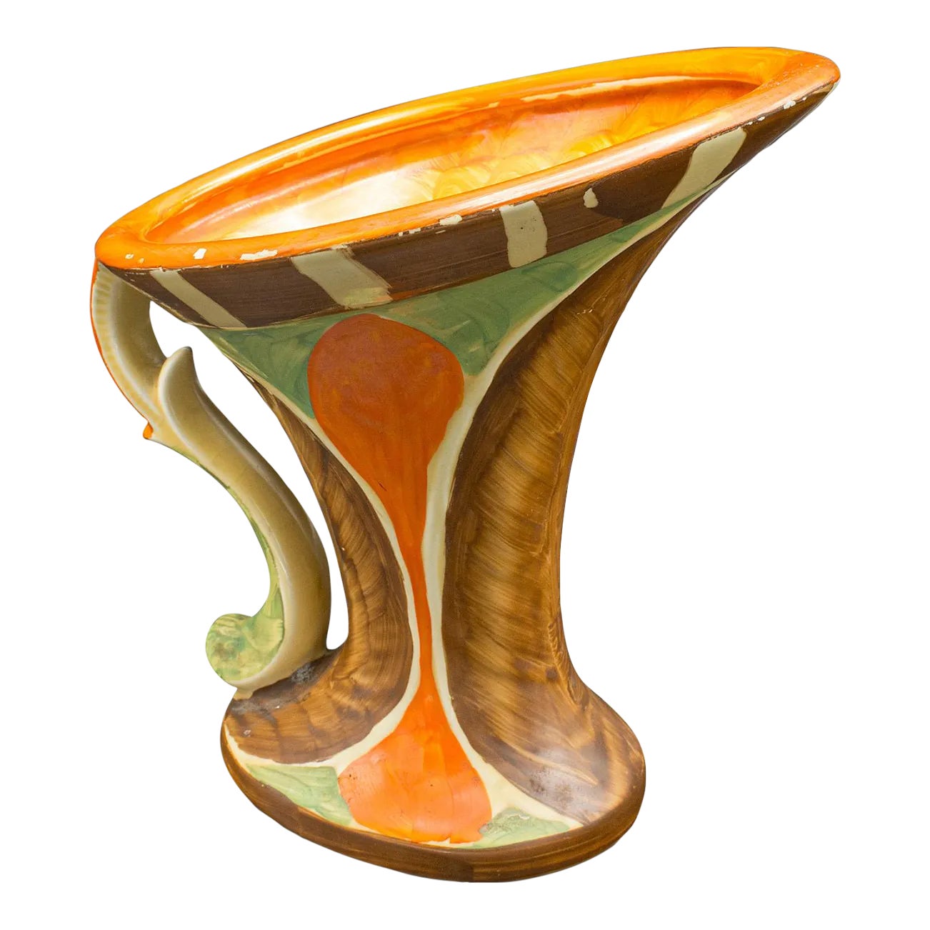 1930s Vintage Art Deco Hand Painted Ceramic Pouring Jug | Chairish