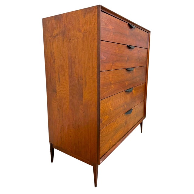 Merton Gershun for Dillingham Esprit Walnut 5-Drawer Highboy Dresser ...