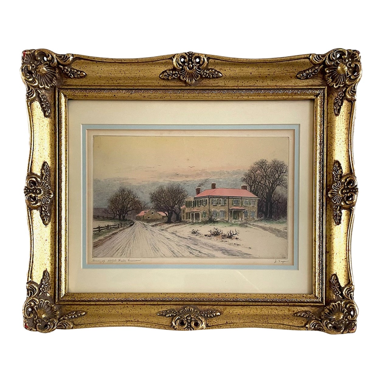 1960s Home of Ralph Waldo Emerson an Etching by J Fagan | Chairish