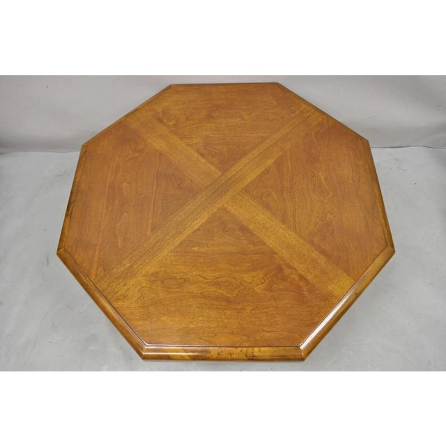 Vintage Lane Mid Century Modern Walnut Octagonal Stretcher Base Coffee ...