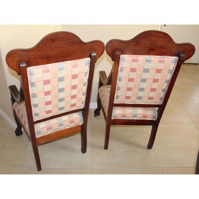 Antique 19th Century Upholstered Throne Chair With Claw Feet & Casters ...