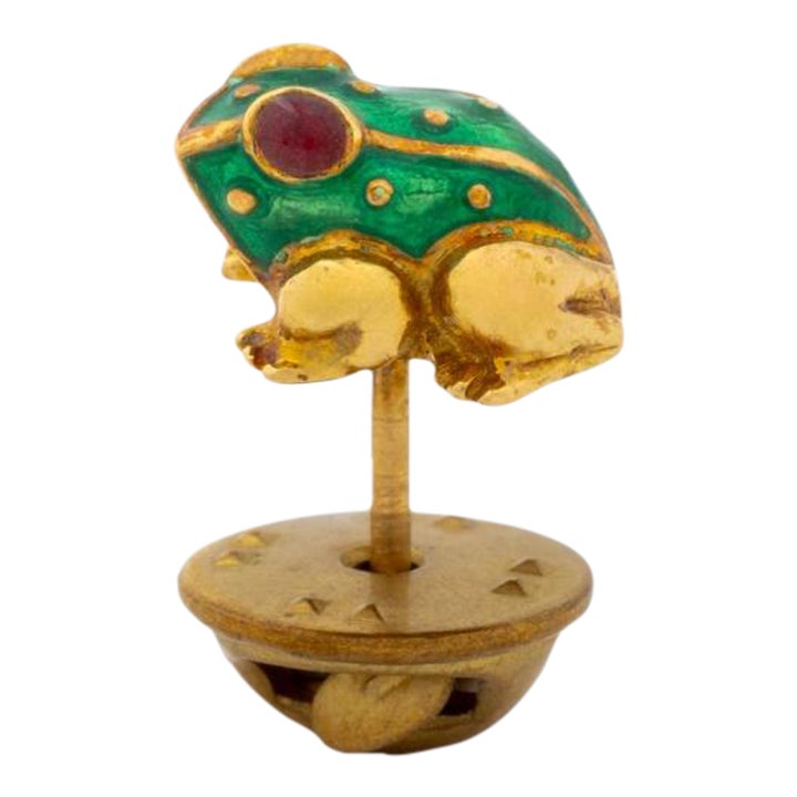 David Webb 18k Enamel Frog Lapel Pin | Chairish