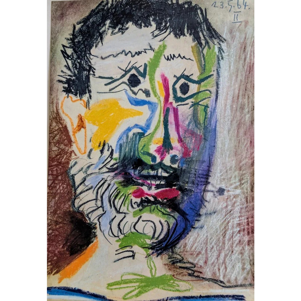 Pablo Picasso, Portrait, Art Print in Colors, 1966 | Chairish
