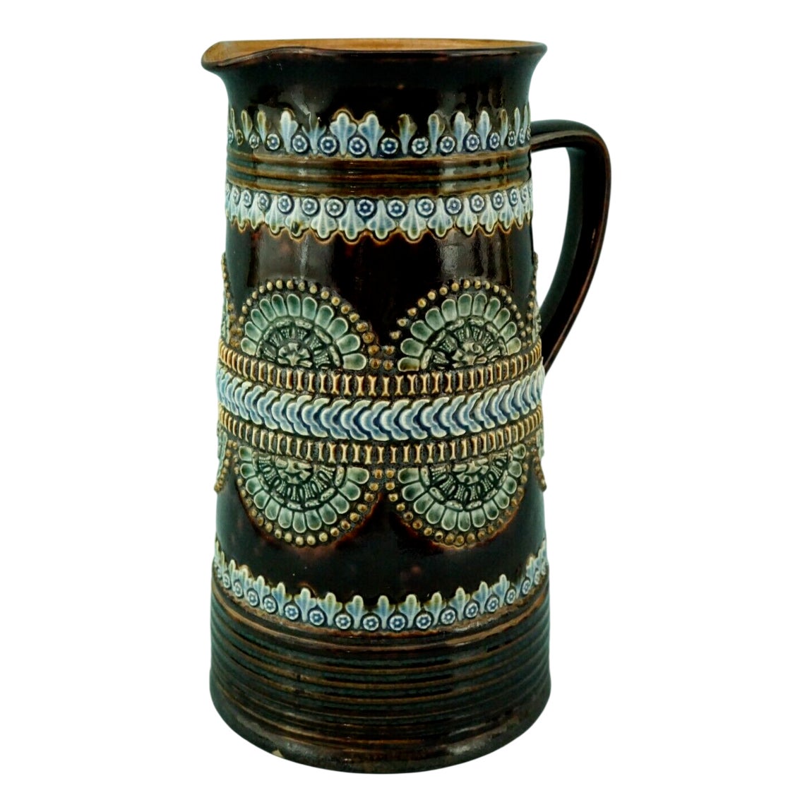 Majolica Ceramic Jug Vase with Bas-Relief from by Royal Doulton Lambeth ...