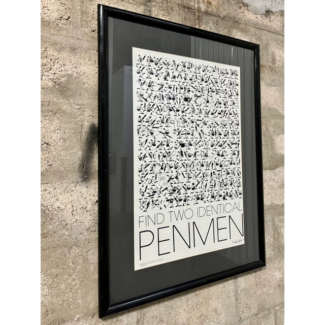 1990s Gary Blehm "Find the Two Identical Penmen" Framed Original Poster | Chairish