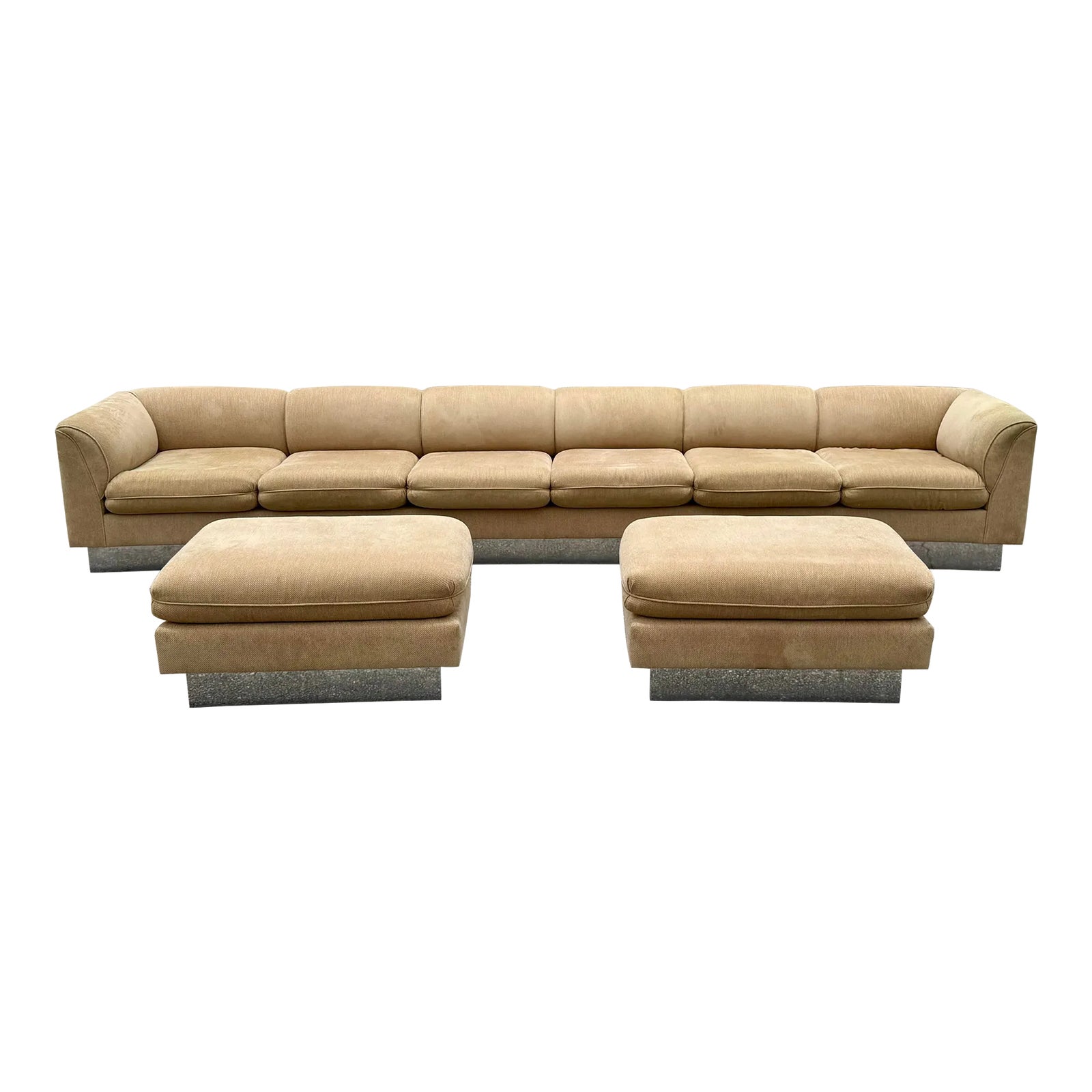 1970s Milo Baughman Style Chrome Plinth Sofa | Chairish