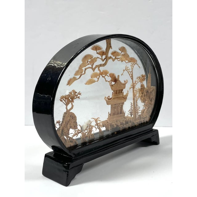 Mid 20th Century Vintage Chinese Cork Carving Pagoda Landscape Diorama ...