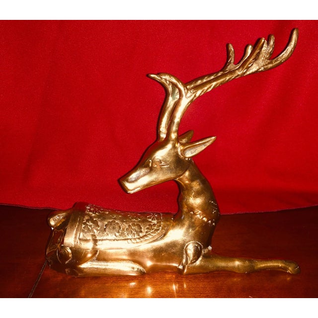 1950s A Brass Deer / Stag Seated Trinket | Chairish