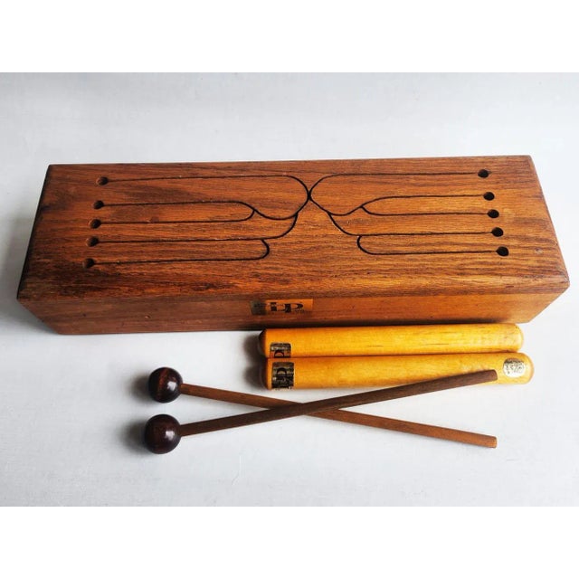 Vintage Wood Tongue Drum and Clave Percussion Sticks, 5 Piece Set ...
