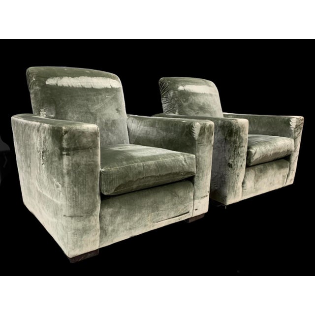 2010’s Custom Built Green Velvet Club Chairs - Set of 2 | Chairish