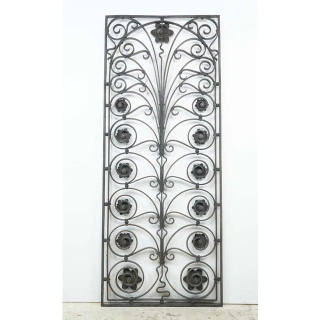 Mid 20th Century Swirls Foliate Wrought Iron Window Guard | Chairish