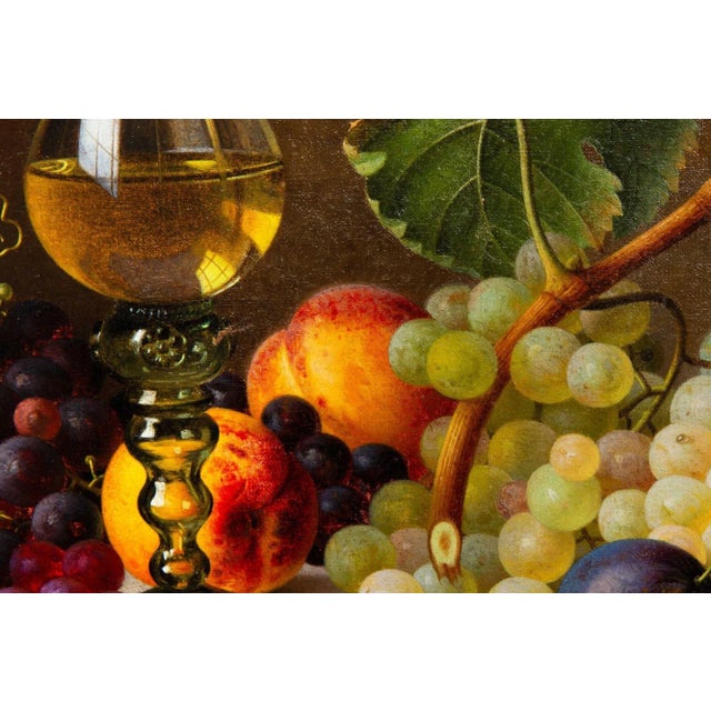 German Realist Still-Life Painting of Fruits and Wine by Gottfried ...