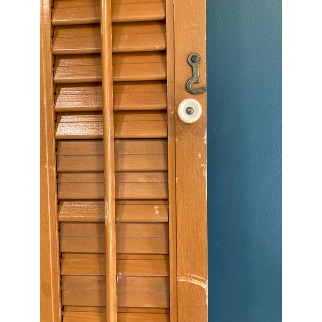 Vintage Brown Louvered Shutter Panel | Chairish