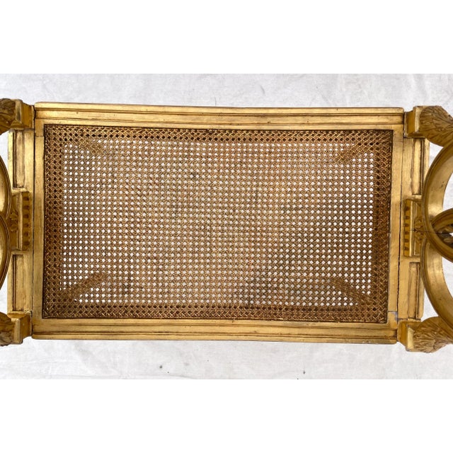 Antique French Louis XVI Carved Gilded Wood and Cane Bench | Chairish
