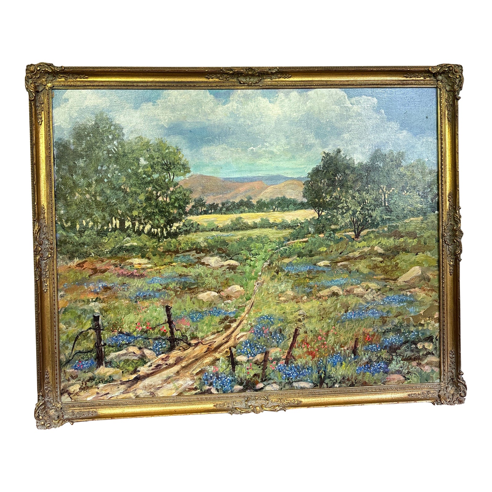 Landscape Oil Painting by Marcia Ellis., Framed | Chairish