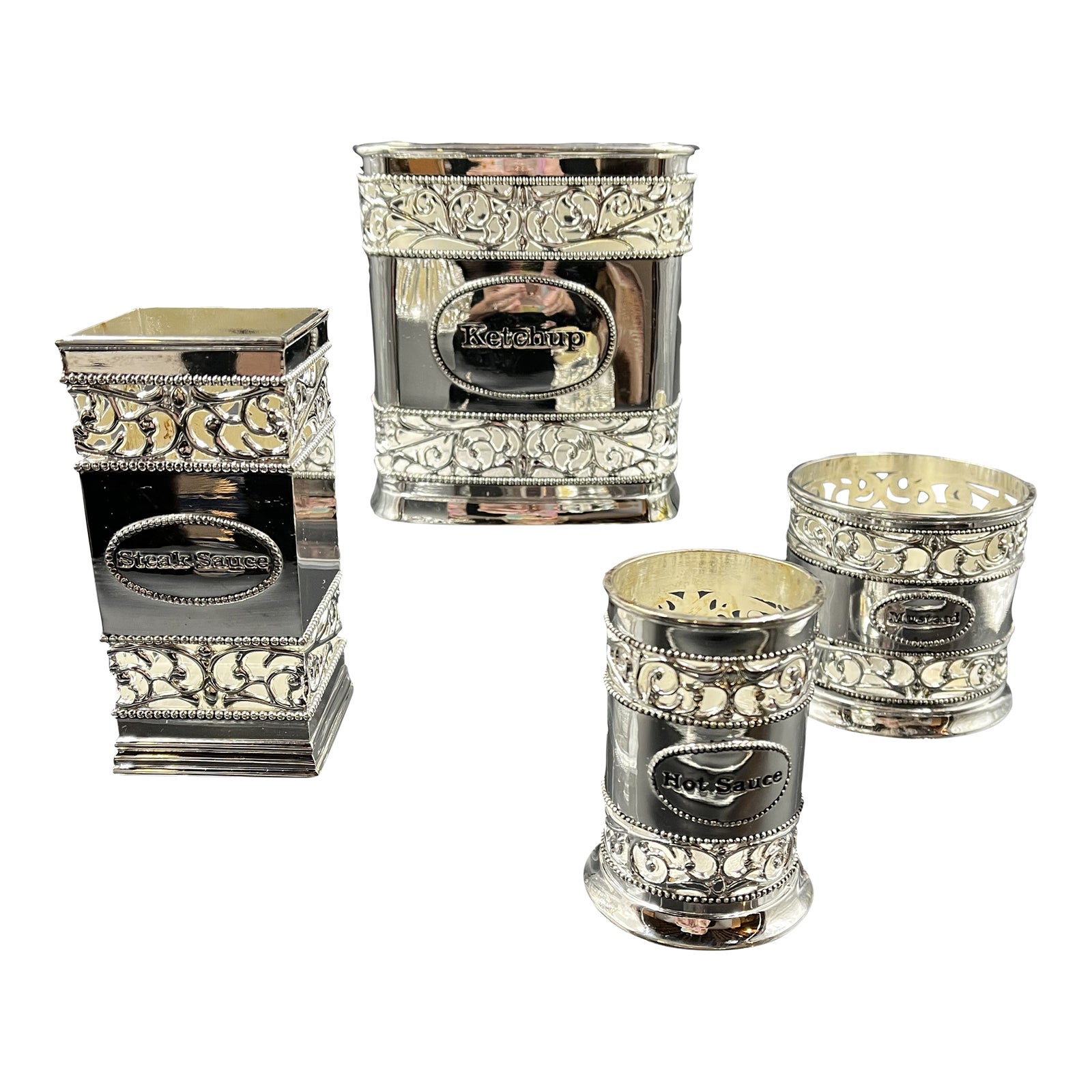 Condiment Holders - Four (4) Piece Set- for Catsup, Mustard, Etc ...