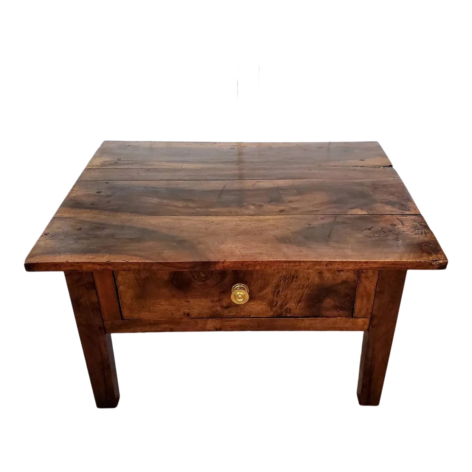 Rustic Country European Antique Fruitwood Low Table | Chairish