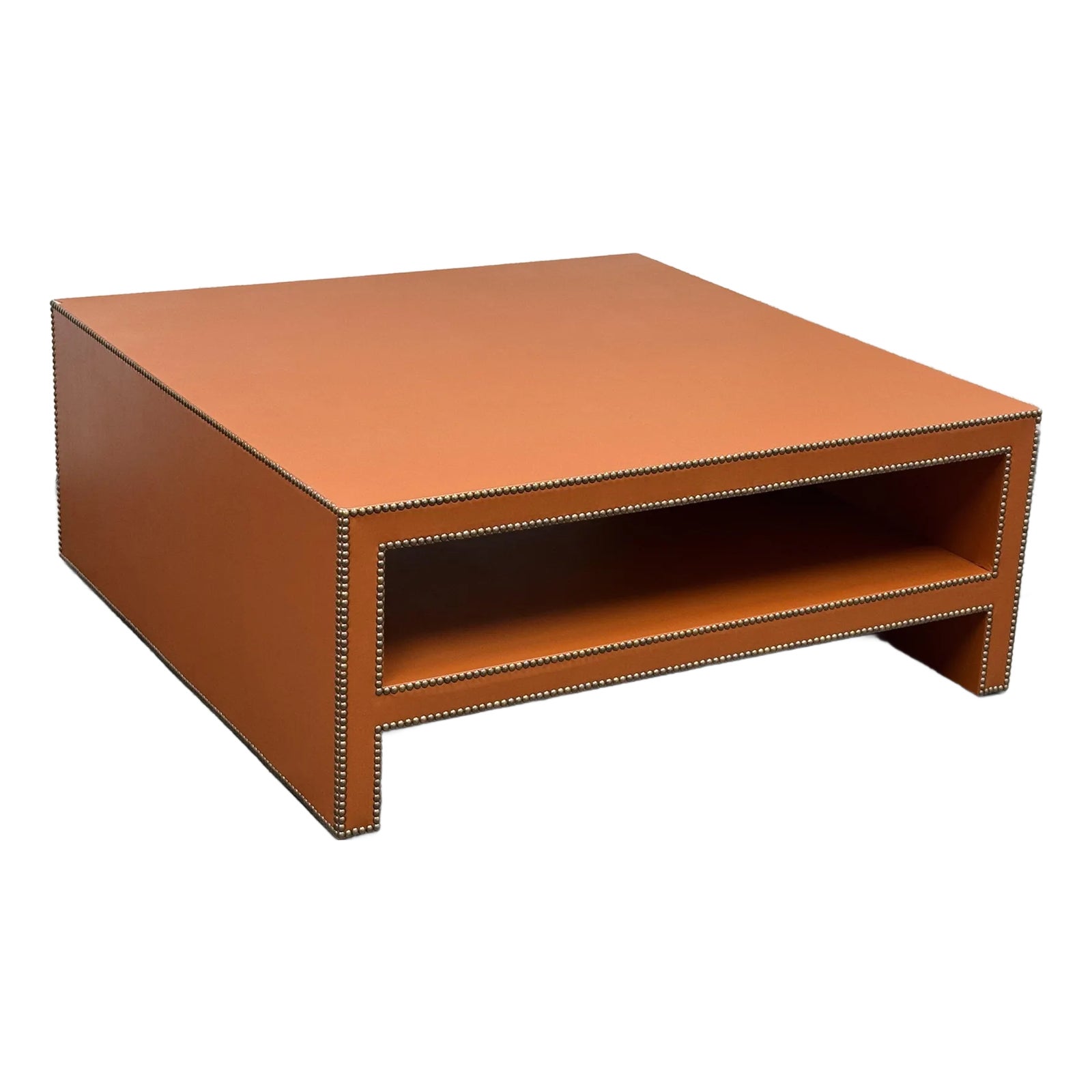 Custom Design Orange Leatherette Coffee Table | Chairish