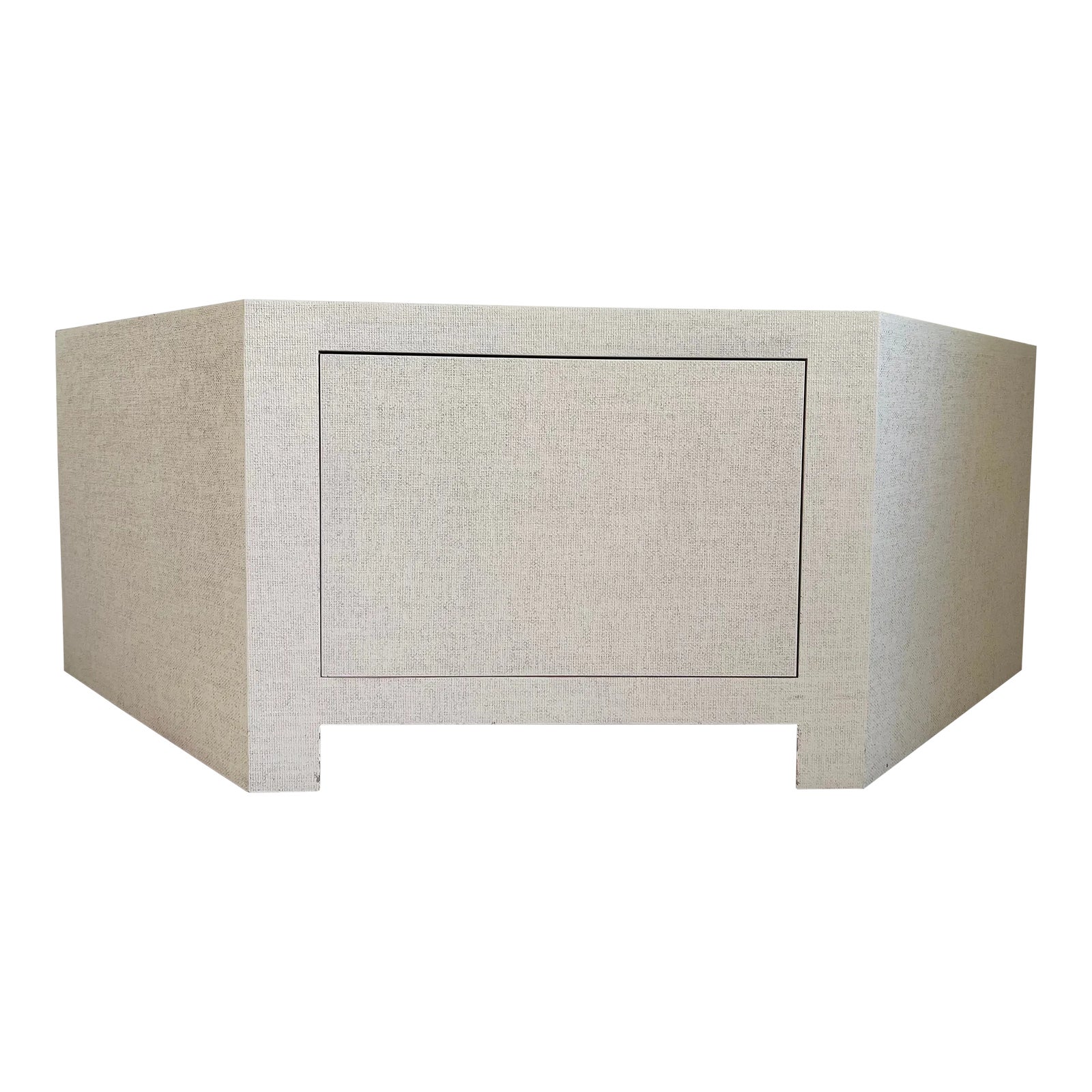 Linen Wrapped Low Console Cabinet | Chairish