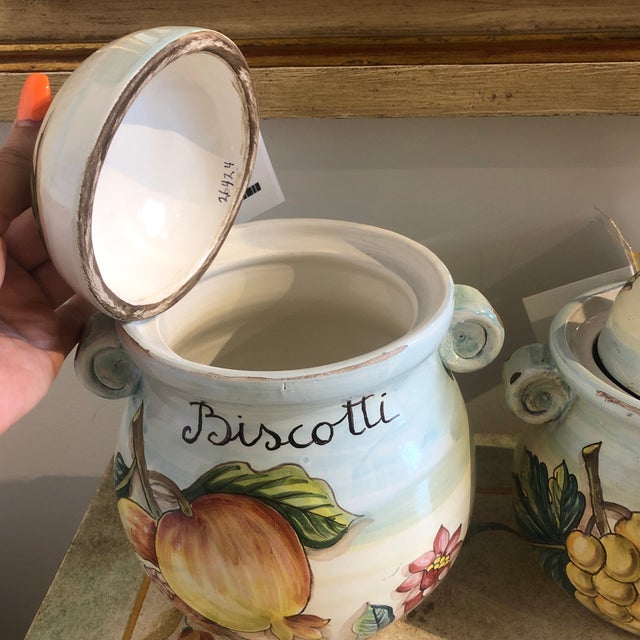 1990s Italian Hand-Painted Ceramic Canisters - Set of 4 | Chairish