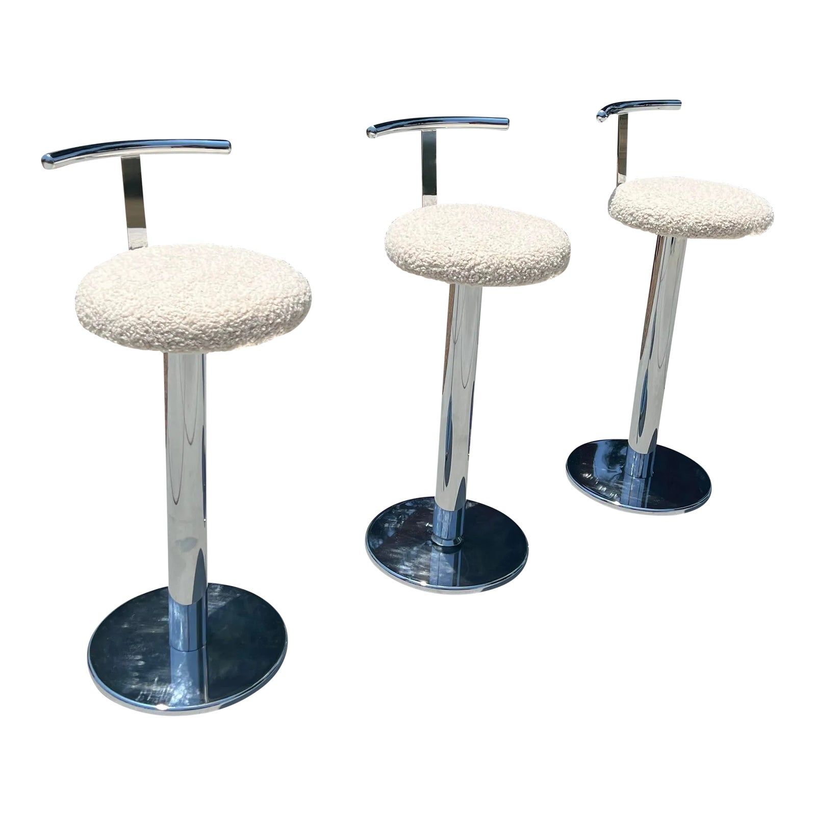 1980s Vintage Postmodern Japanese Chrome Swivel Counter or Barstools ...