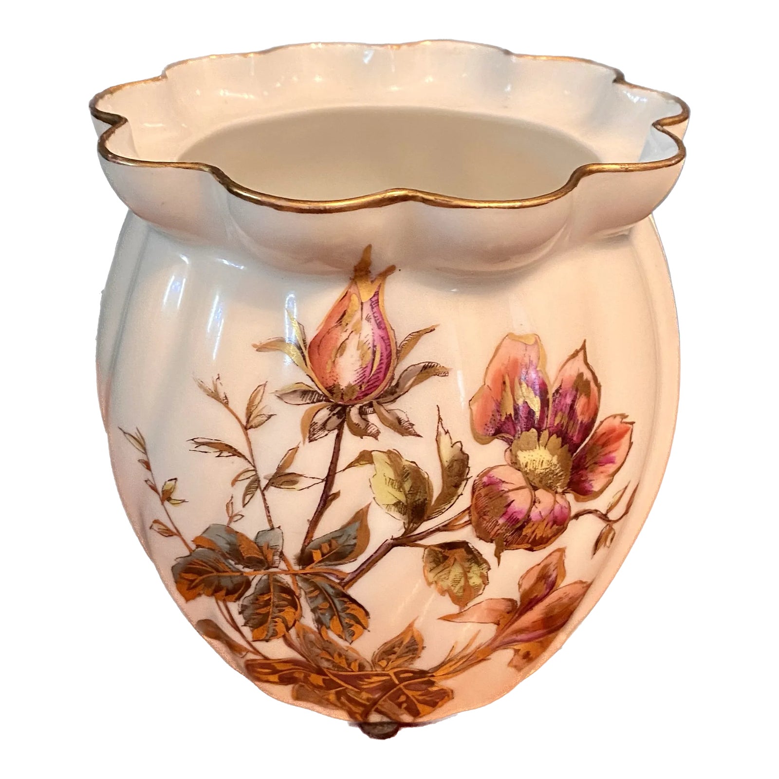 Early 20th Century Vintage Limoges Planter in Yellow, Red, and Gold ...