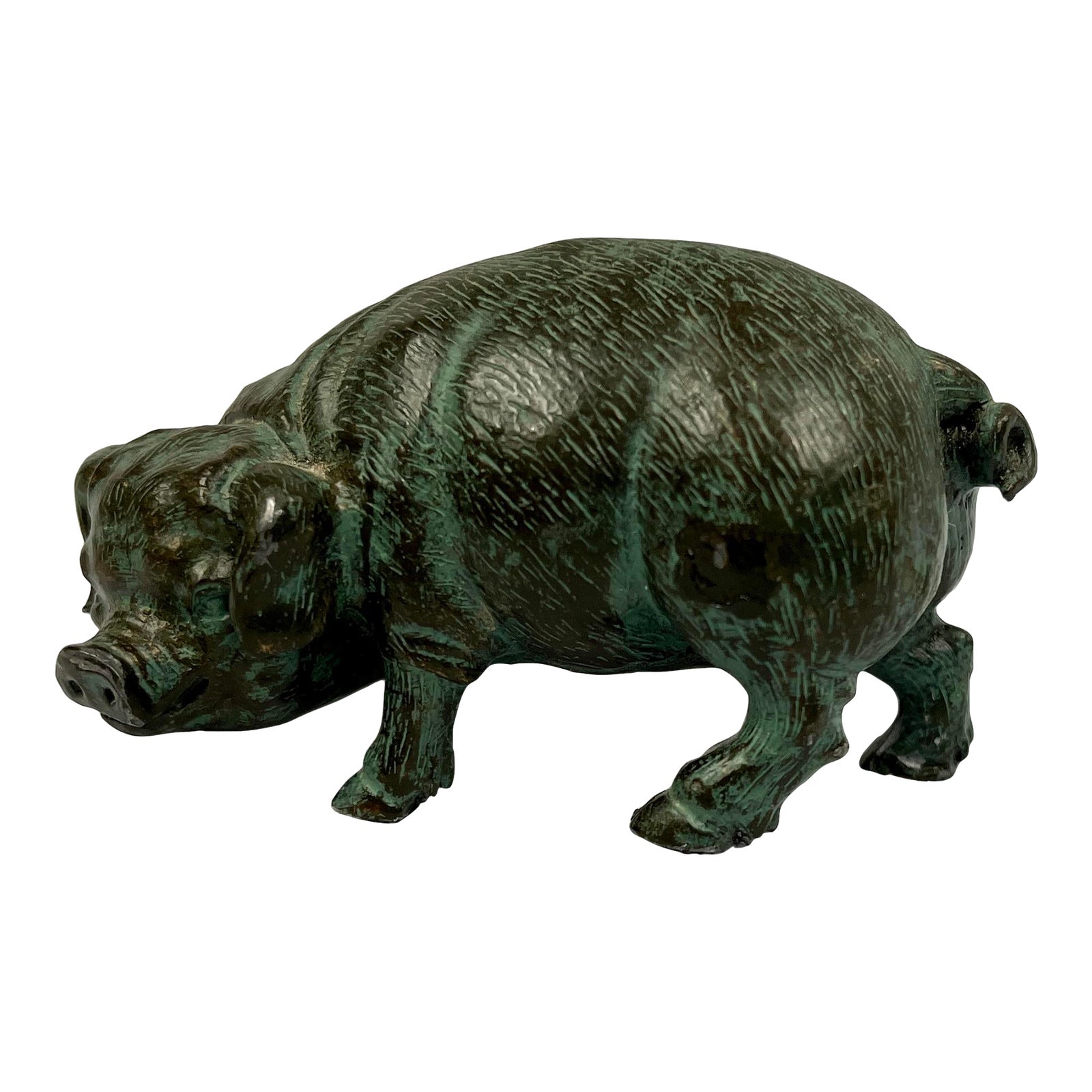 Vintage Cast Bronze Pig Card Holder | Chairish
