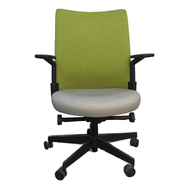 Knoll Remix Modern Office Chair - Green/Gray | Chairish