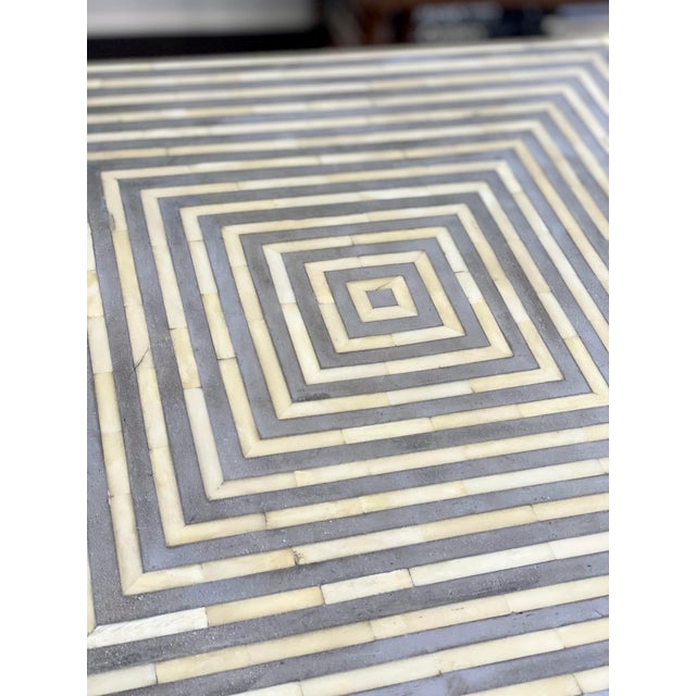Bone and Resin Striped Mod Side Table Malena Stripped Side Table by ...