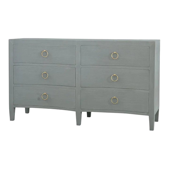 Pale Blue Linen Wrapped Modern Dresser | Chairish