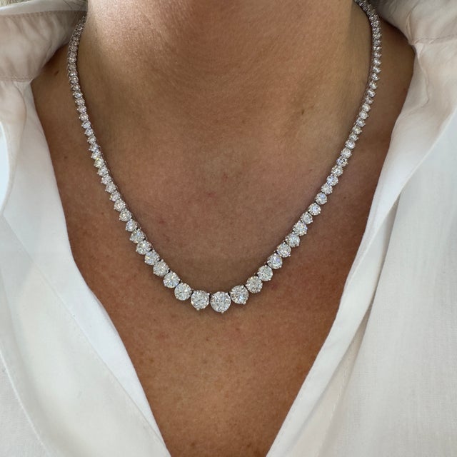 Ladies 14k White Gold 21.50ct Graduated Diamond Rivera Red Carpet Chain ...