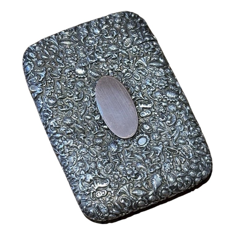 English Silver Card Case Elaborate Decoration by Horton & Allday for ...