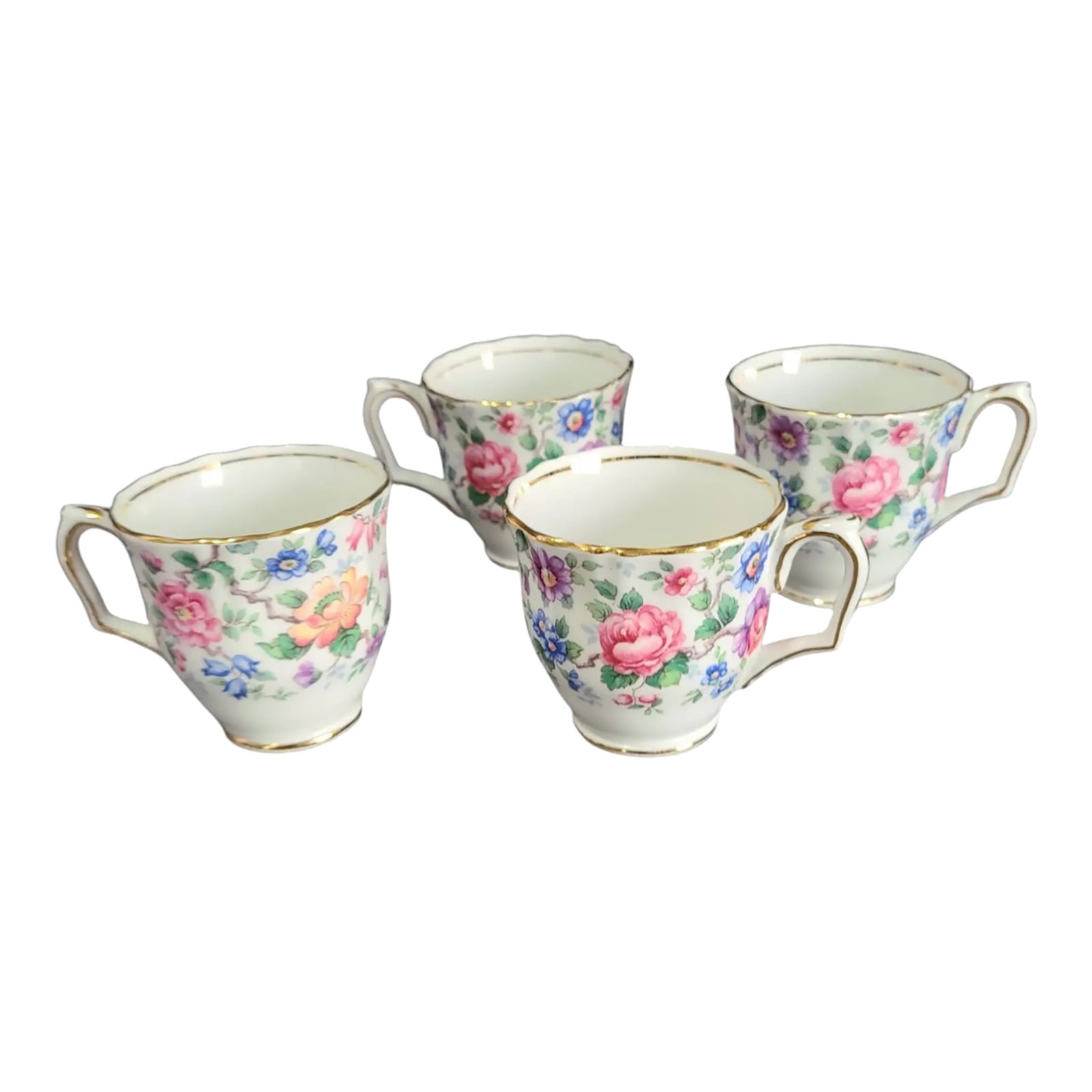 Vintage Crown Staffordshire Fine Bone China Floral Springtime Demitasse ...