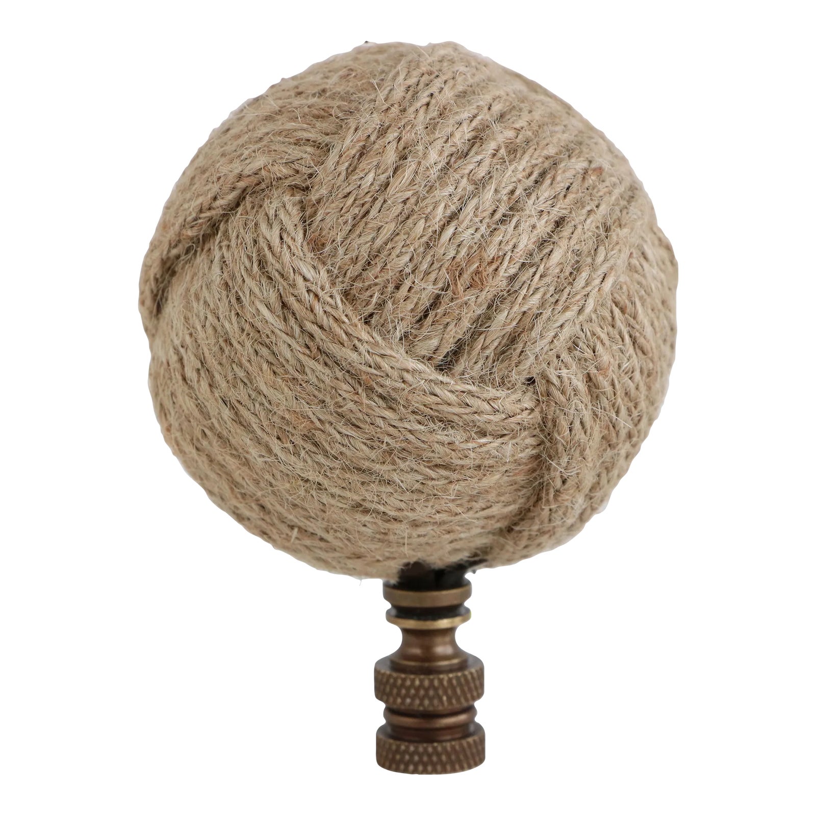 Nautical Knot Lamp Finial in Natural Jute on Bronze Hardware | Chairish