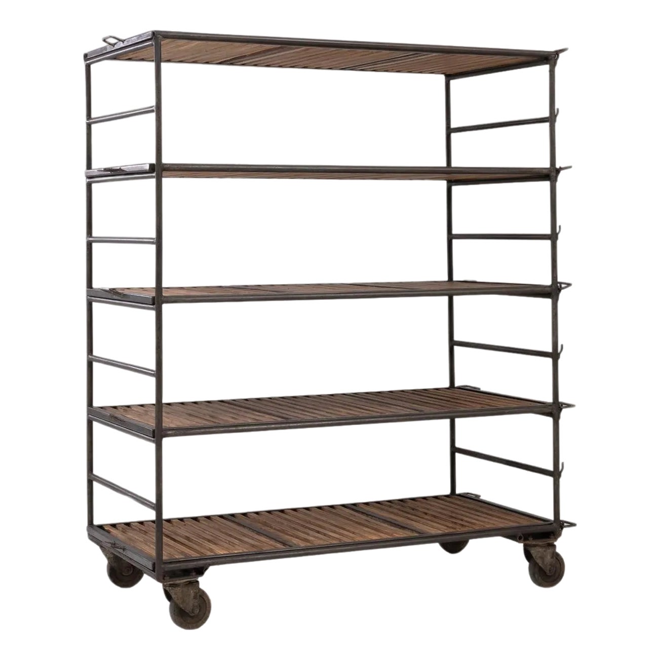 20th Century French Metal & Wooden Bakery Cart On Wheels | Chairish