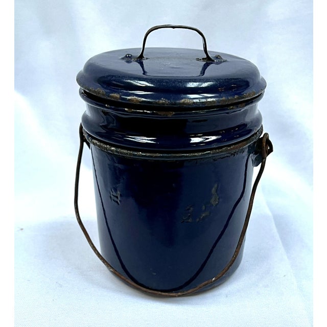 Vintage French Enamel Lunch Pail | Chairish