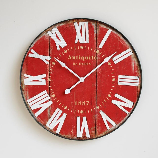 Vintage Red Wall Clock | Chairish