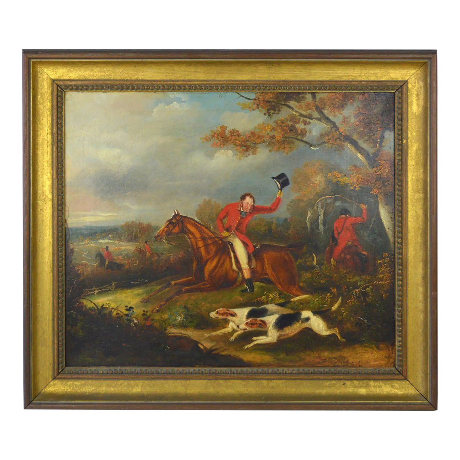 Late 20th Century Dean Wolstenholme English Fox Hunt Scene Painting ...