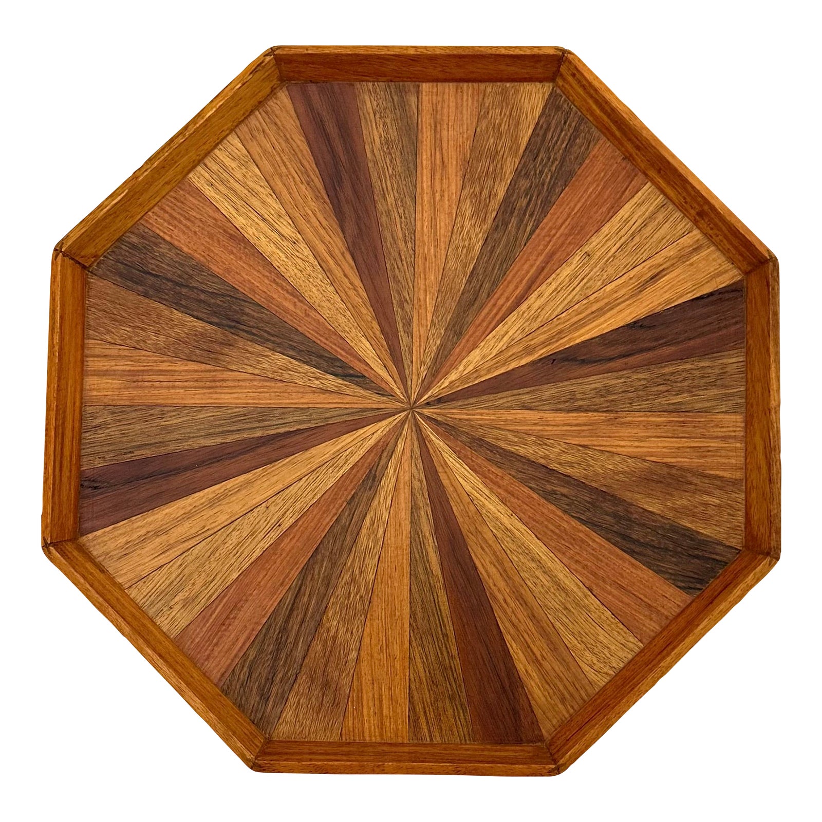 Inlaid Wood Octagonal 1960s Multi-Color Serving Tray | Chairish