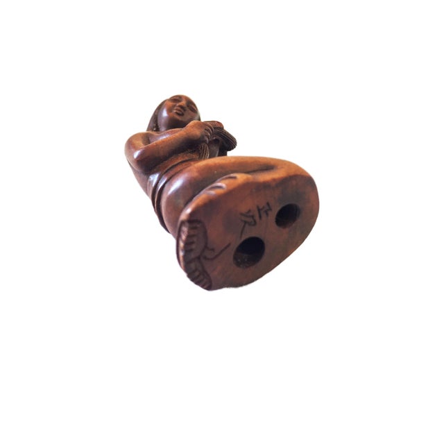 Japanese Signed Netsuke Carving of a Female | Chairish