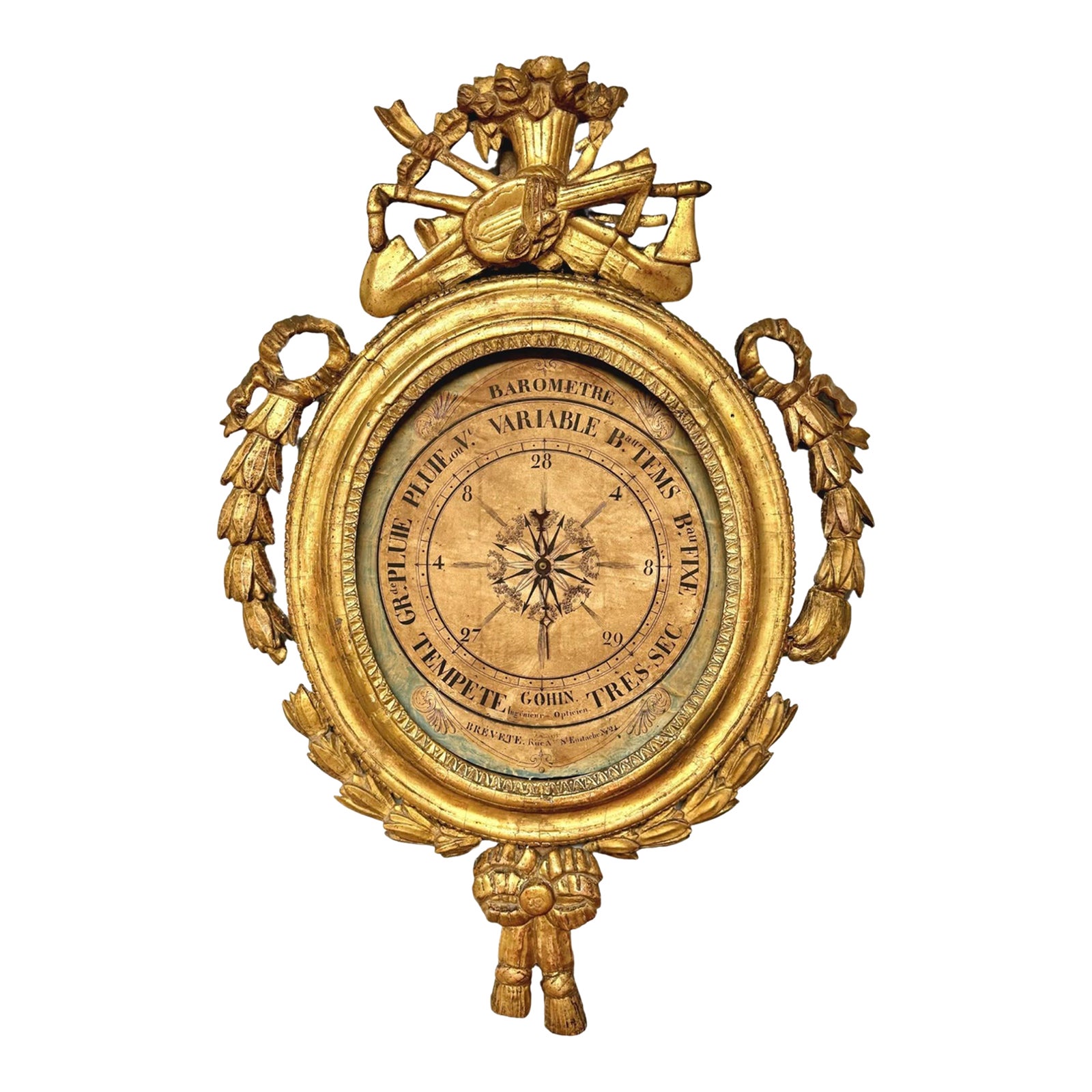 18th Century French Louis XV Giltwood Barometer | Chairish
