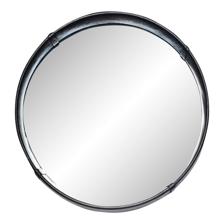 Vintage Jacques Adnet Faux Leather Mirror, 1950s | Chairish