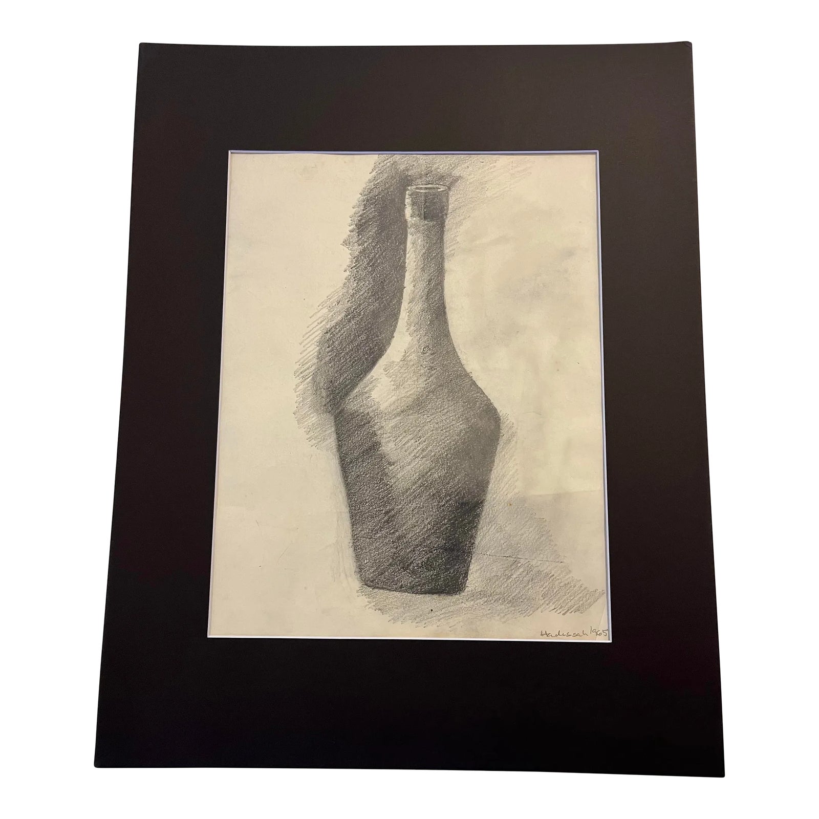 1965 Original Pencil Drawing of a Bottle by Hadassah Zuberi | Chairish