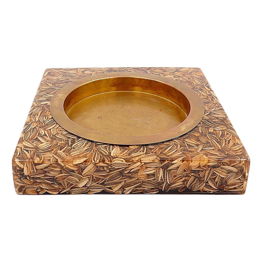 Large Square Brass and Epoxy Vide Poche | Chairish