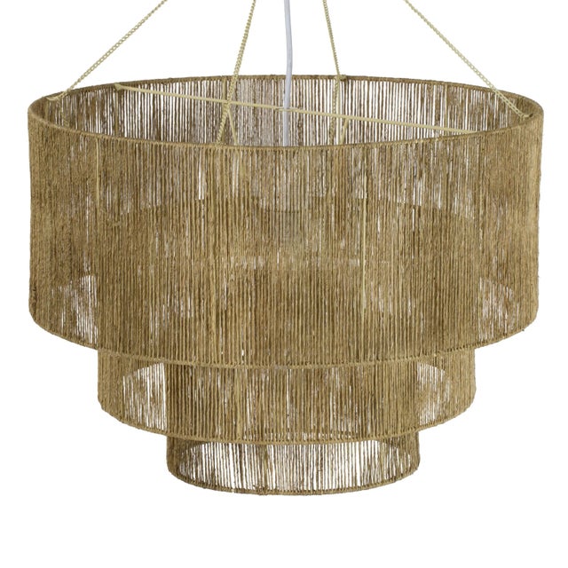 3 Tier Jute Chandelier | Chairish