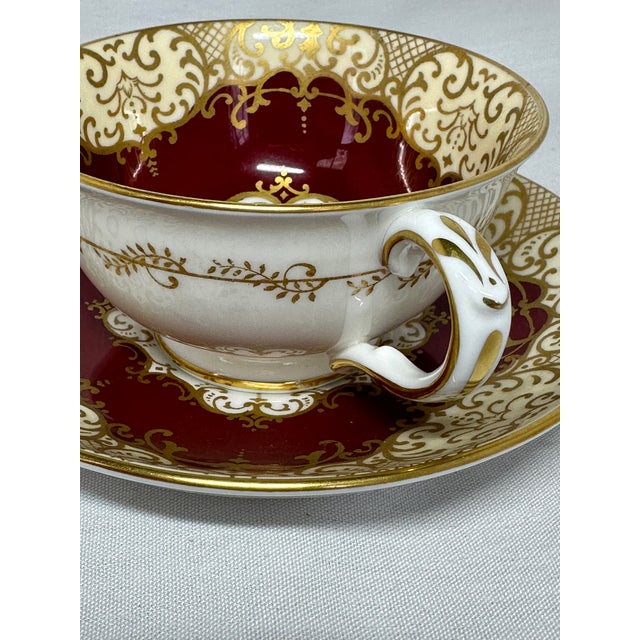 1940s Maroon and Gold With Floral Bouquet Victorian Tea Cup Set- 2 ...