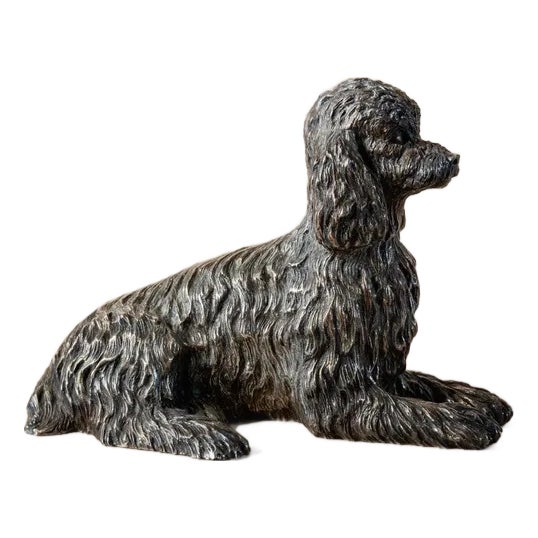 Vintage Silver Glazed Metal Poodle Figurine, Italy, 1970s | Chairish