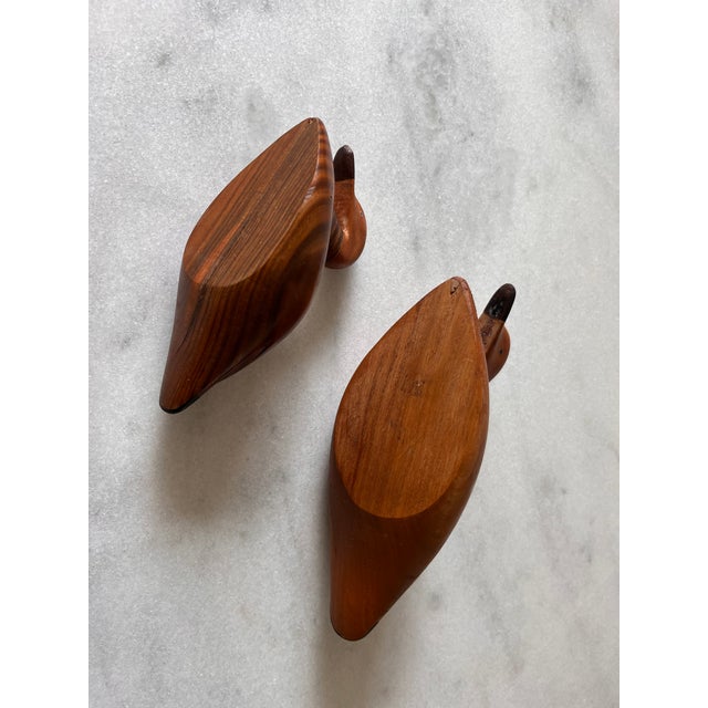 Pair of Vintage Handmade Solid Wood Duck Decoys | Chairish