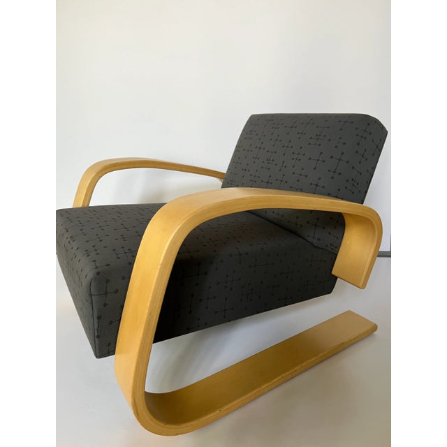 1960s Alvar Aalto Model 400 "Tank" Chair, Artek Sweden Maharam Dot Pattern Upholstery Designed ...