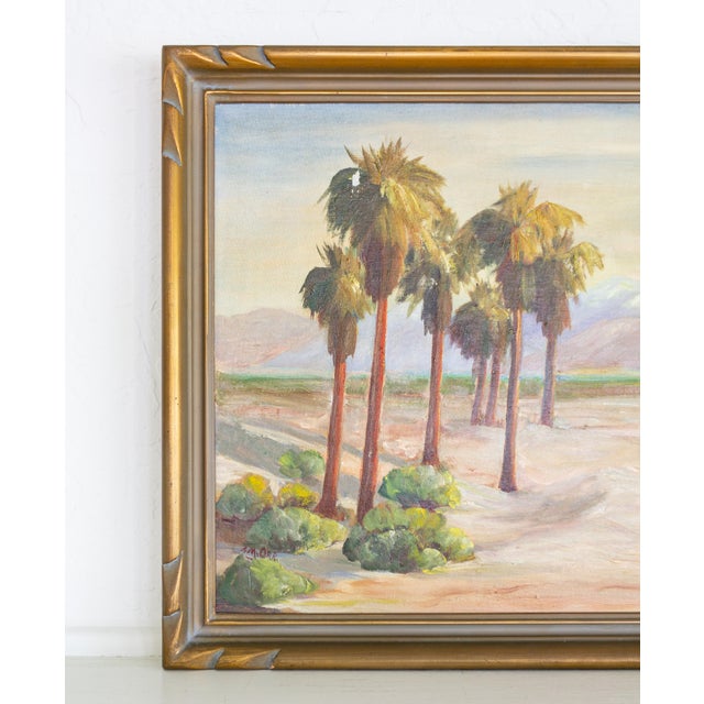 Palm Trees in a California Desert Framed and Signed Oil Painting | Chairish